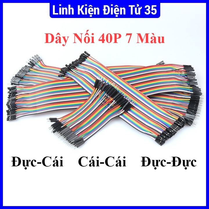 Tệp 40 sợi dây nối 40p bảy màu dài 30cm, 21cm, 10cm (2 đầu đực-đực, đực ...