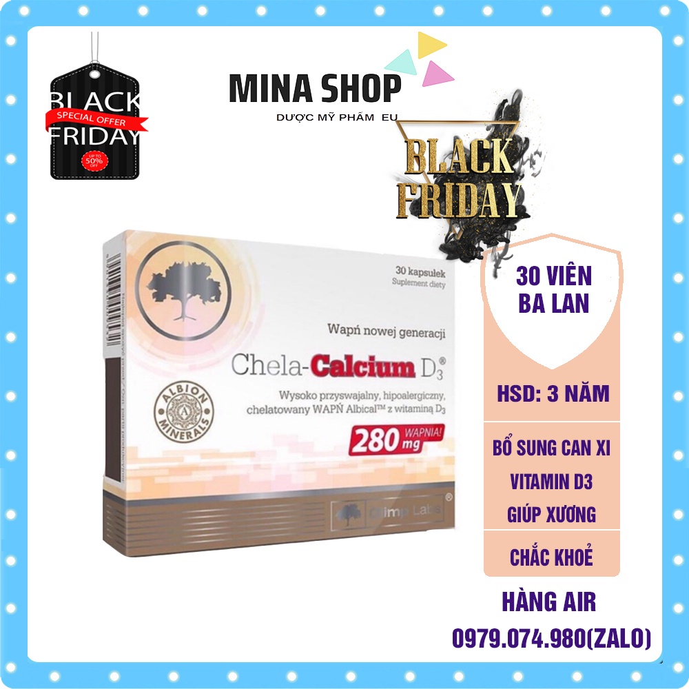 Canxi Chela-Calcium D3 ( Olimp labs)– Canxi cho bà bầu, bổ sung canxi và vitamin D3 hộp 30 viên ...