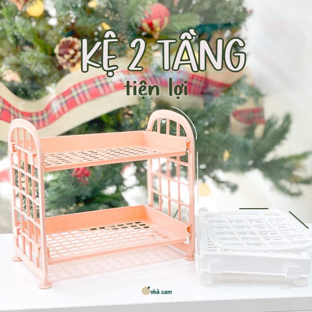 Kệ Nhựa Mini 2 Tầng Decor Bàn Học Nhà Cam | Shopee Việt Nam