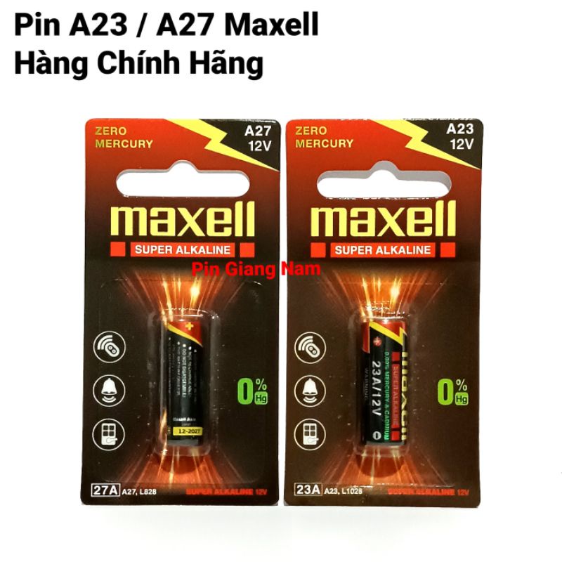 Pin A23 / A27 Maxell Alkaline 12V Hàng Chính Hãng Vỉ 1 Viên Dùng Cho Điều Khiển Cửa Cuốn Chuông ...