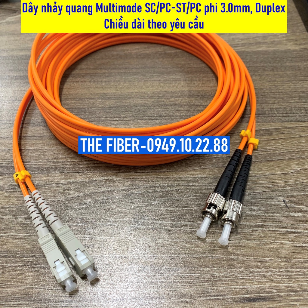 Dây nhảy quang Multimode SC/PC-ST/PC Duplex, phi 3.0mm - Chiều dài theo ...