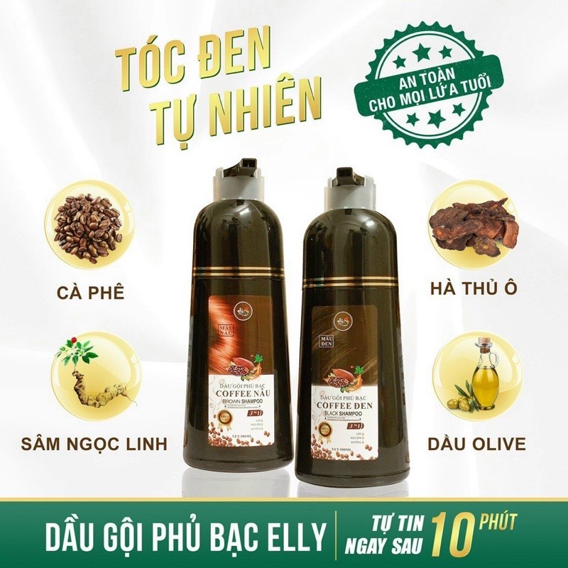 DẦU GỘI PHỦ BẠC ELLY COFFEE NANO CHÍNH HÃNG, THẢO DƯỢC NHUỘM ĐEN TÓC ...