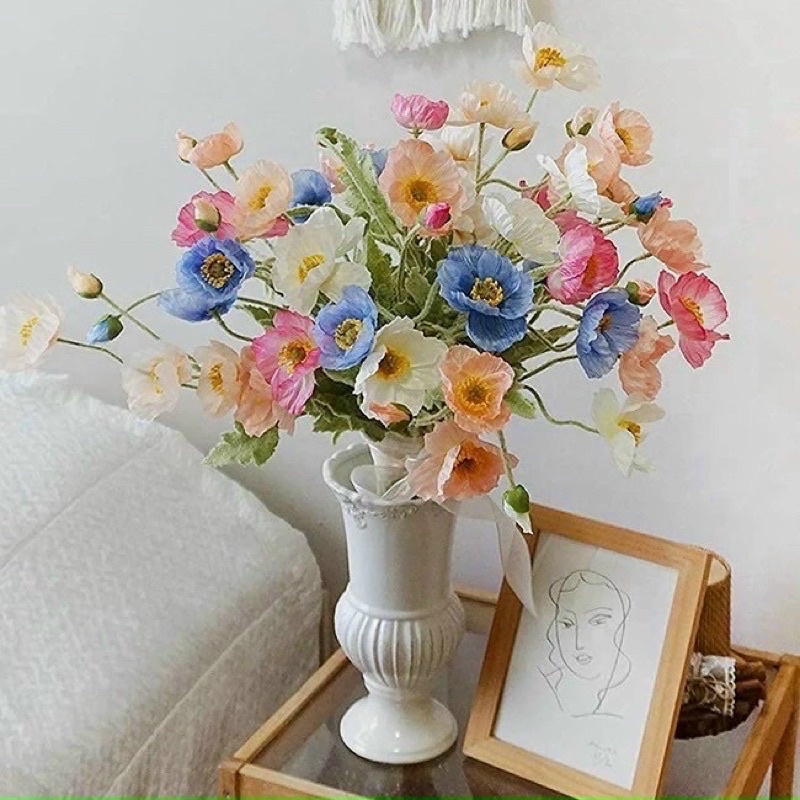 Hoa kim anh - hoa poppy giả- hoa anh túc cao cấp -hoa vải -hoa lụa ...