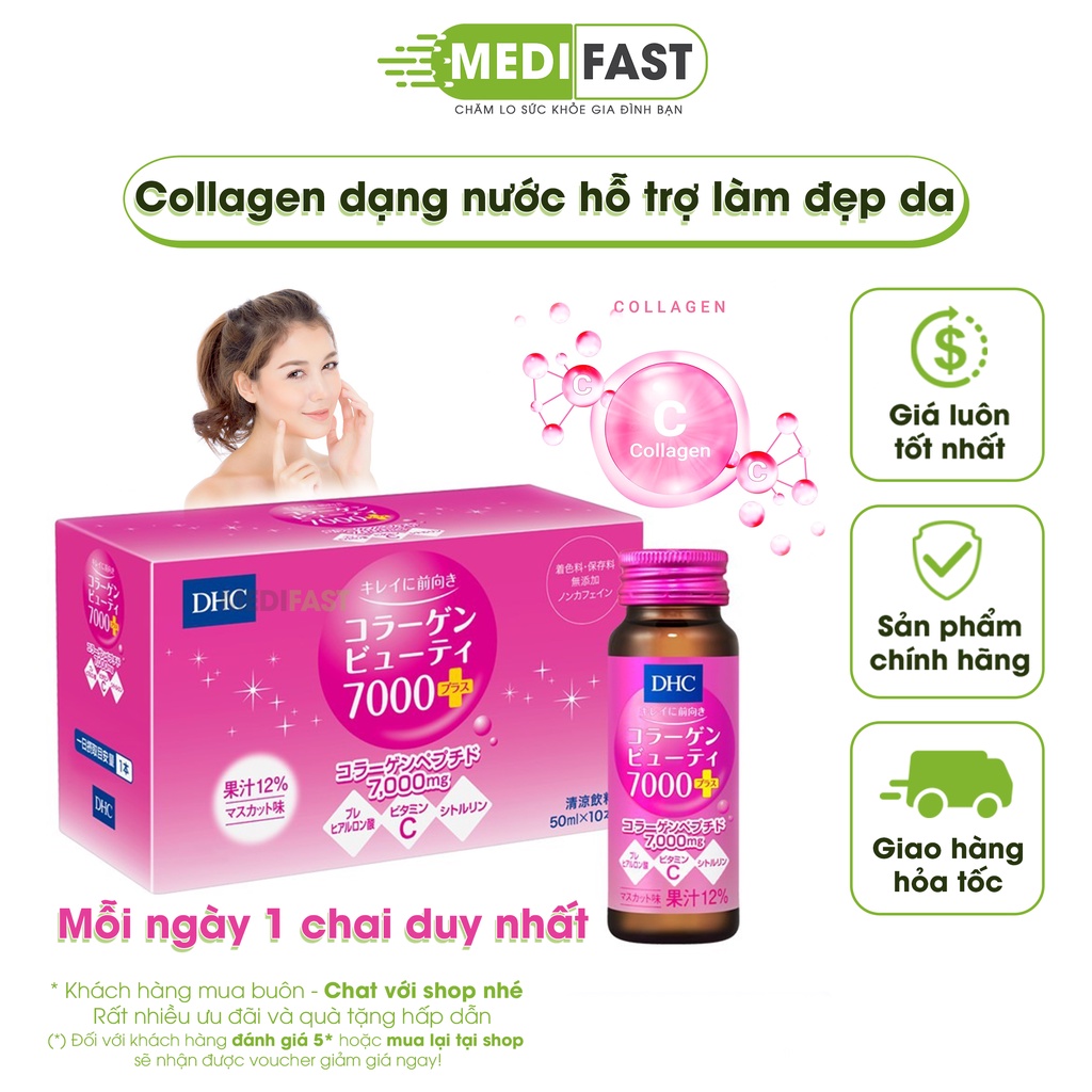 Collagen nước DHC Collagen Beauty 7000 Plus (10 chai x 50ml) - giúp làm ...