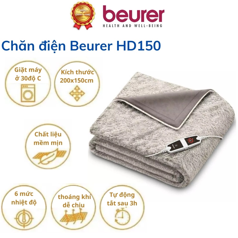 Chăn điện sưởi ấm Beurer HD150. Chăn sưởi điện tự động ngắt, giặt được ...