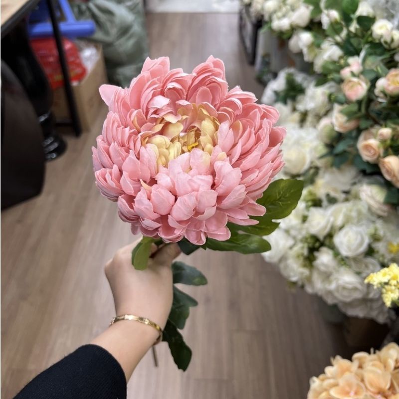 Hoa cúc mẫu đơn lụa nhập khẩu (loại 1) cúc đại đóa cao cấp bông size đại | Shopee Việt Nam
