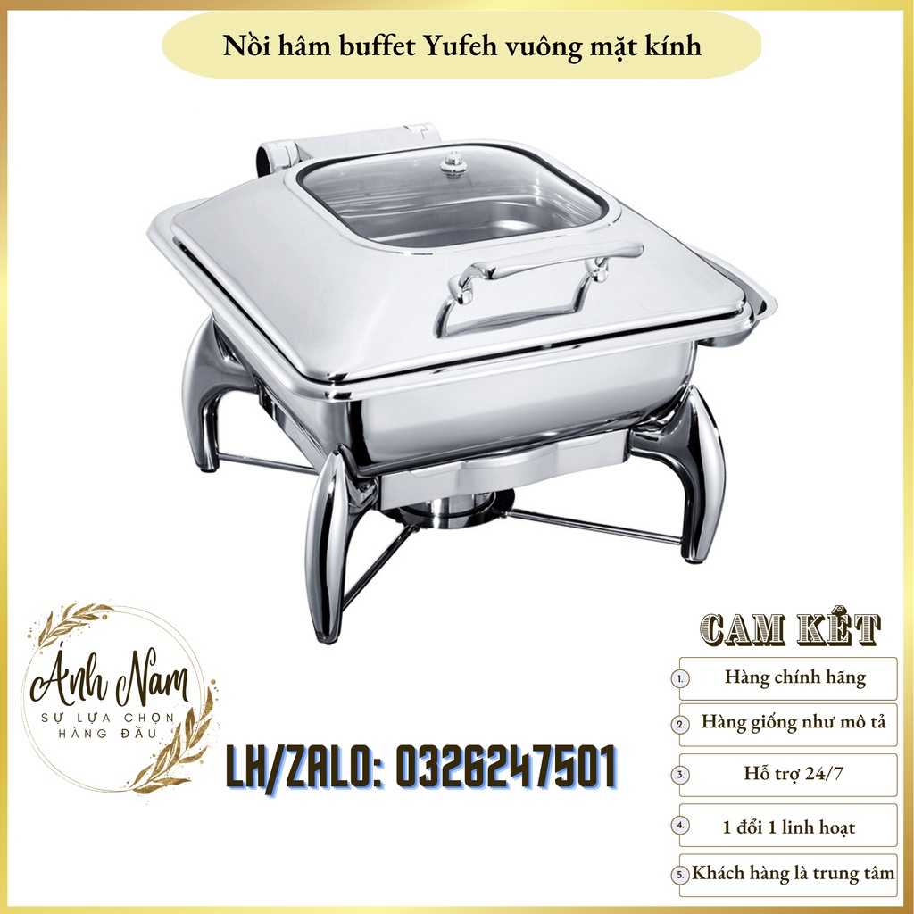 Nồi hâm buffet Yufeh vuông, nắp kính trong suốt màu inox bạc | Shopee ...