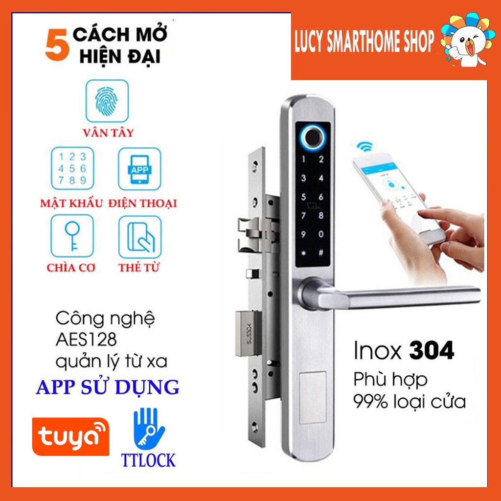 Khóa vân tay cửa nhôm Xingfa thông minh dùng TUYA/TTLOCK - Phù hợp cửa nhôm và cửa gỗ - BH 12 ...