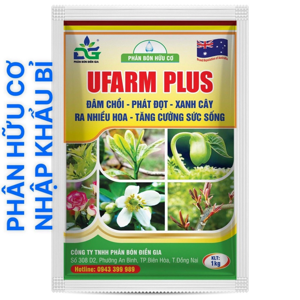 1kg Phân hữu cơ nhập Bỉ UFARM PLUS (Đâm chồi - Phát đọt - Xanh cây - Ra ...