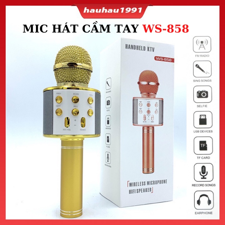 Mic Karaoke Ws-858, Micro Bluetooth Không Dây Kèm Loa, Vừa Nghe Nhạc ...