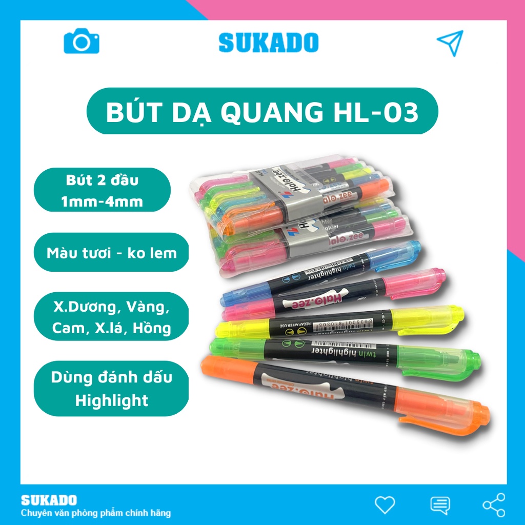 Bút dạ quang Thiên Long HL03 nhiều màu gồm 2 đầu SUKADO | Shopee Việt Nam