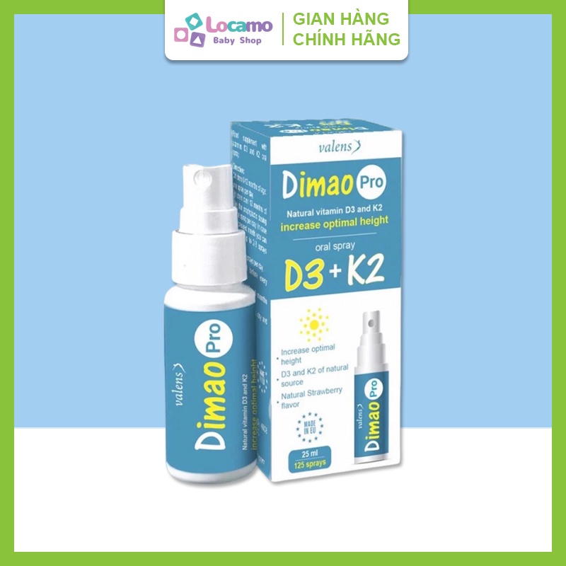 Dimao Pro D3K2 bổ sung Vitamin D3 K2 MK7 tăng cường hấp thu Canxi giúp tăng chiều cao cho trẻ Lọ ...