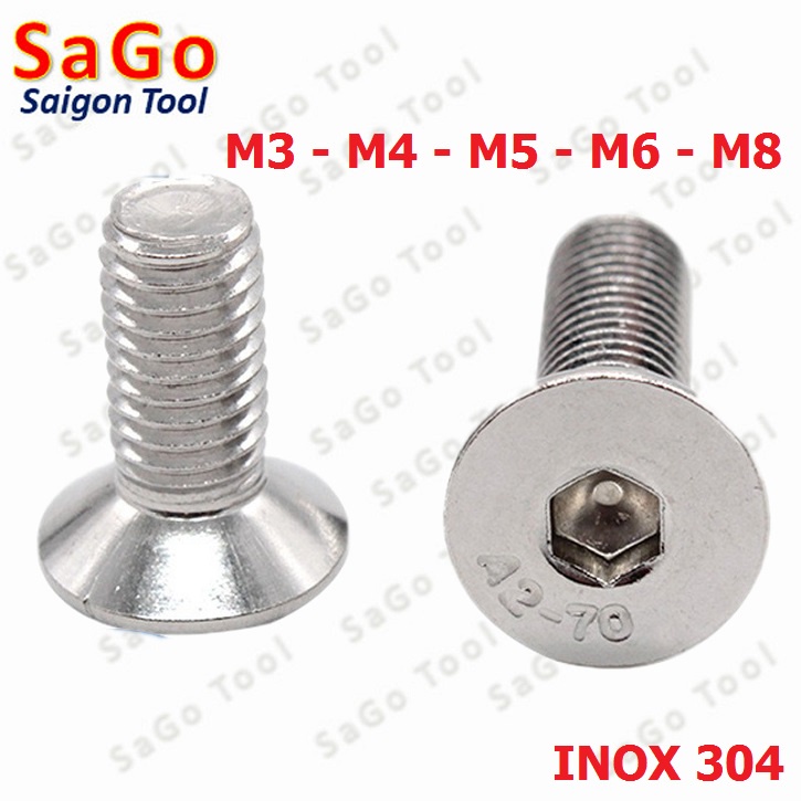 Bulong lục giác đầu bằng INOX 304 M3 M4 M5 M6 M8 10 con | Shopee Việt Nam