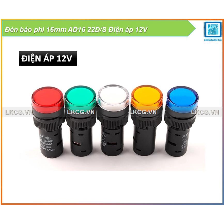 [Rẻ vô địch] Đèn báo phi 16mm AD16 22D/S Điện áp 12V | Shopee Việt Nam