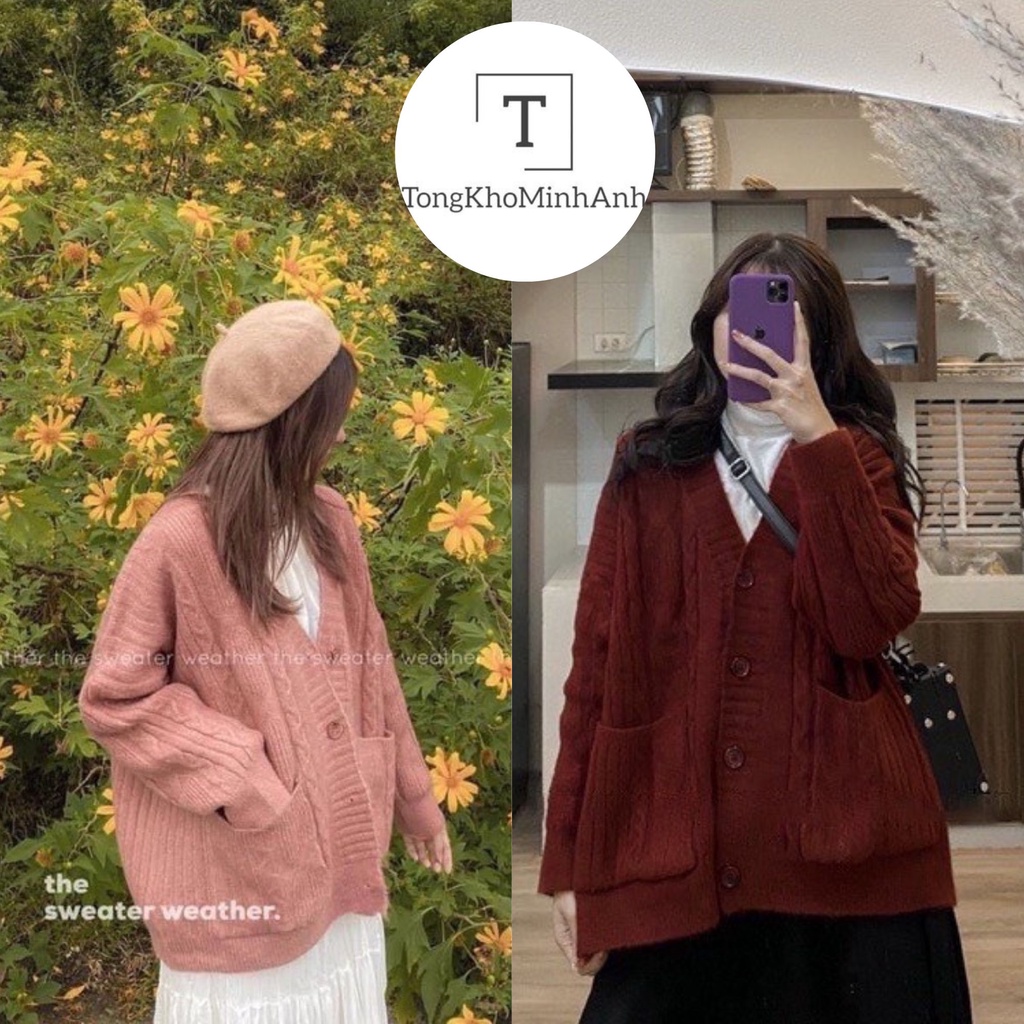 Cardigan Nữ Len Dệt Kim Loại 1 Vặn Thừng Áo Khoác Cadigan Nữ Mùa Đông ...