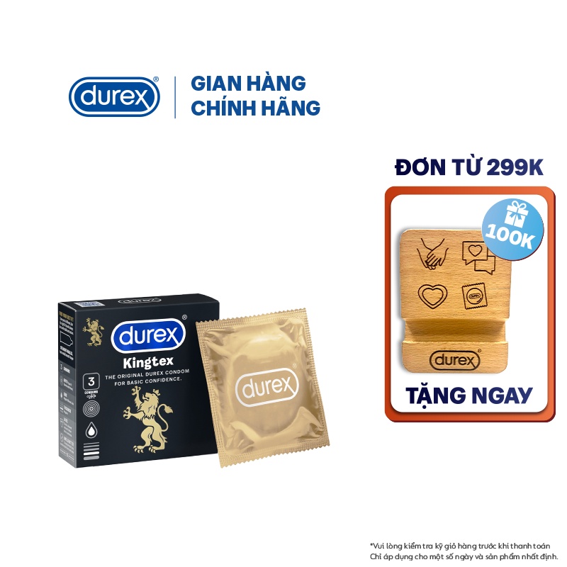 Bao cao su Durex Kingtex ôm sát, bôi trơn, size 49mm, hộp 3 bao | Shopee Việt Nam