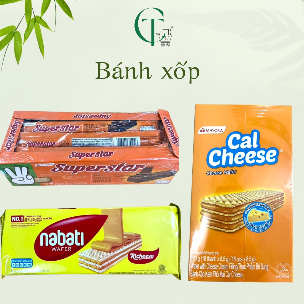 Bánh kem xốp Chocky Butter, SuperStar Chocolate, nabati, Cal cheese ...