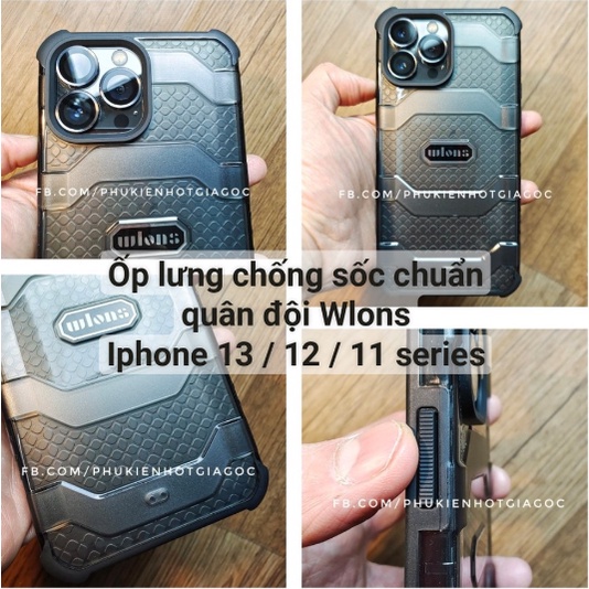 Ốp lưng chống sốc quân đội case Wlons IP 14 Pro max / IP 14 Plus / IP 13 Pro max / 13 Pro / IP ...