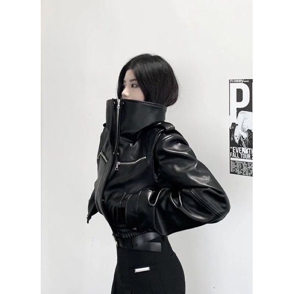 Áo Khoác Da Croptop, Áo Khoác Zipper Cao Cổ Unisex dành cho nam nữ FuturistiX Ak197 | Shopee ...