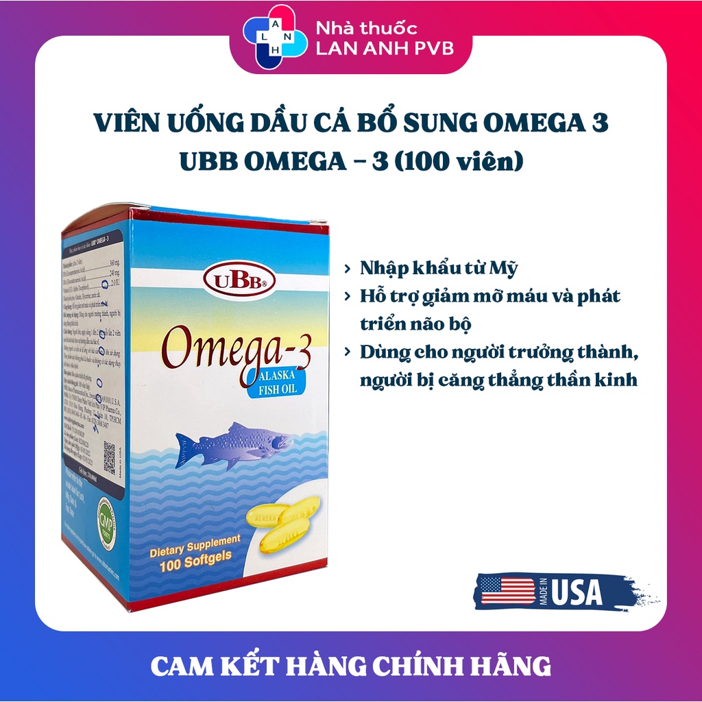 UBB OMEGA 3 (Hàng nhập khẩu - 100 viên) - Viên dầu cá uống bổ sung ...