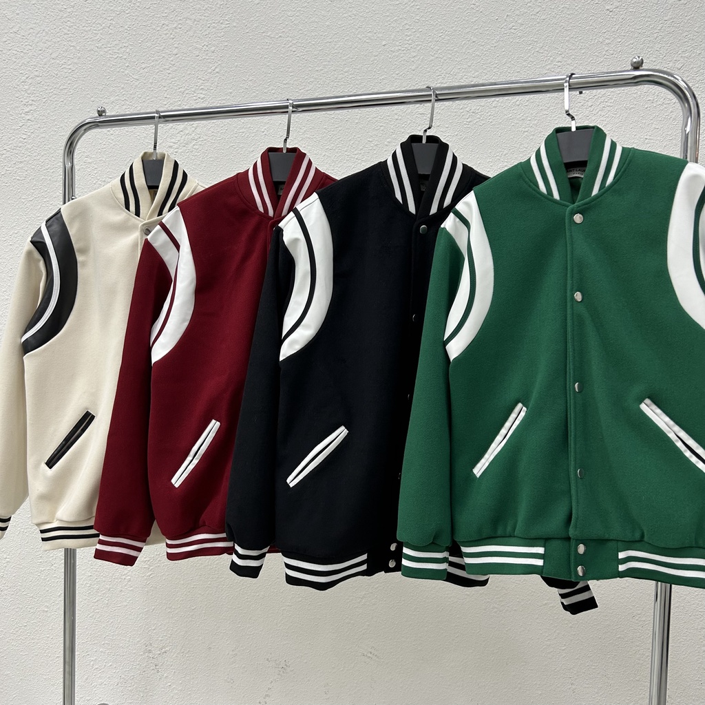 Áo Khoác varsity áo bomber phối da teddy SLP nam nữ chất đẹp cao cấp ...