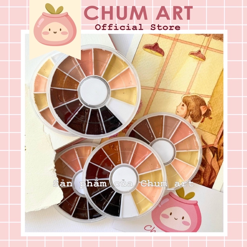 Chum art Pocket màu nước tone da người 12 màu maries mix gouache ...