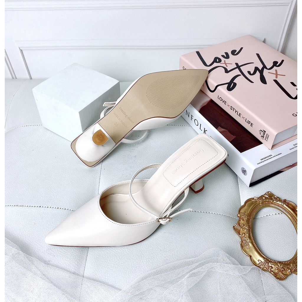 Giày cao gót nữ mũi nhọn Slingback quai ngang khóa cài DAZZLING SHOES ...