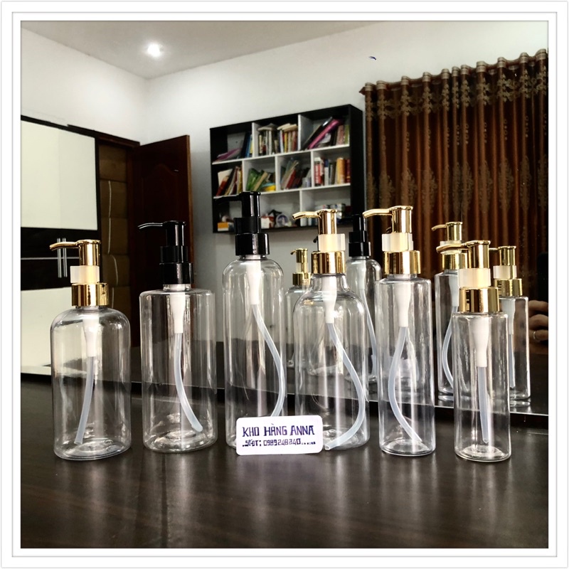 CHAI NHỰA TRONG SUỐT XỊT GIỌT VÒI PUMP 100ml / 200ml / 250ml / 300ml ...
