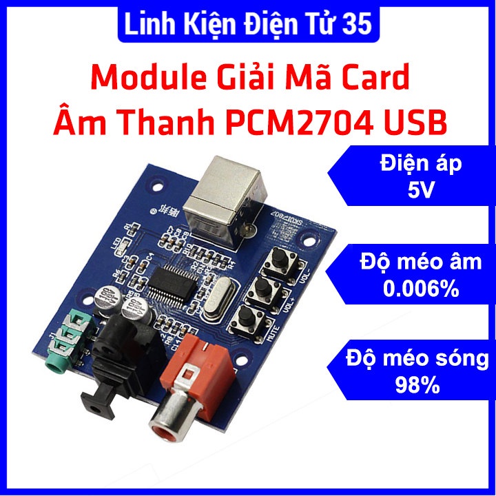 Module giải mã card âm thanh chip USB PCM2704 cấp độ HIFI cổng USB điện ...