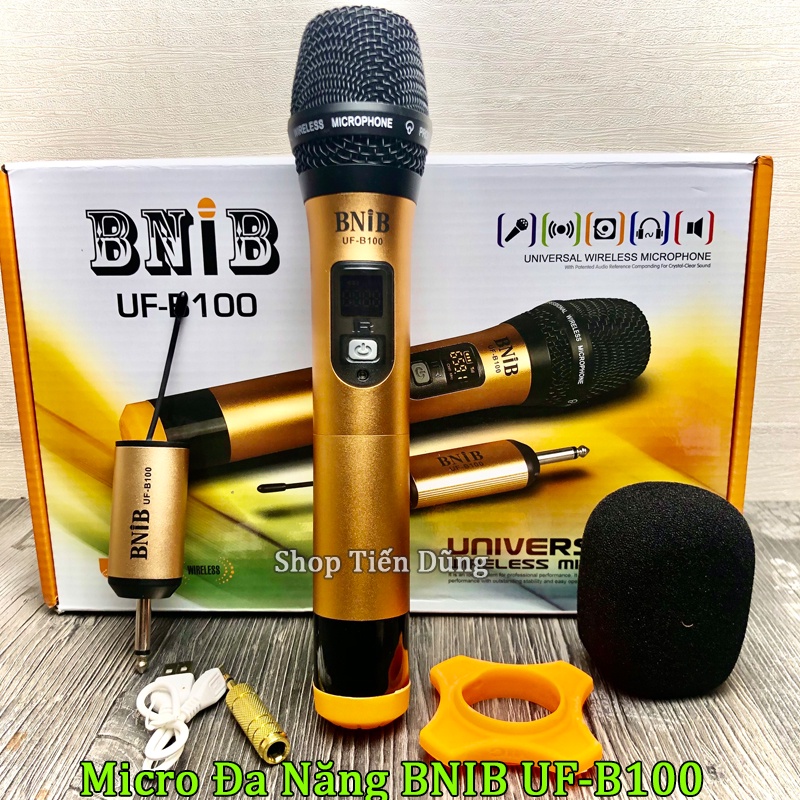 Bộ micro không dây đa năng BNIB UF B100 sóng UHF hỗ trợ cho các loa kéo ...