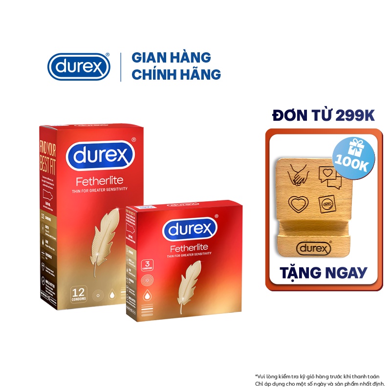 Bao cao su Durex Fetherlite siêu mỏng, size 52.5mm, 12 bao/hộp | Shopee ...