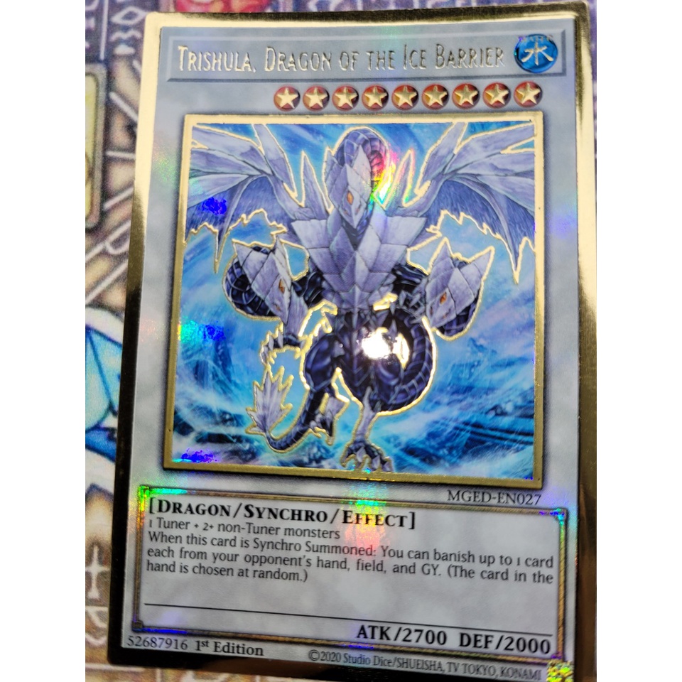 Thẻ bài Yugioh - TCG - Trishula, Dragon of the Ice Barrier / MGED-EN027 | Shopee Việt Nam