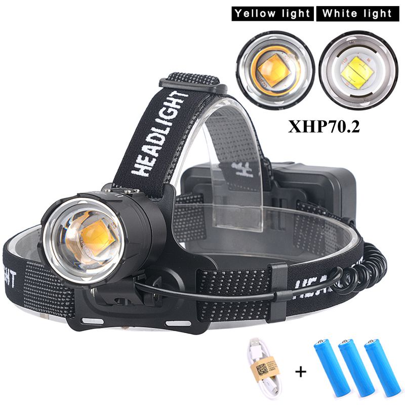 Đèn Pin Đeo Trán Led XHP70.2 6800lm Ánh Sáng Vàng / Trắng Chất Lượng Cao | Shopee Việt Nam
