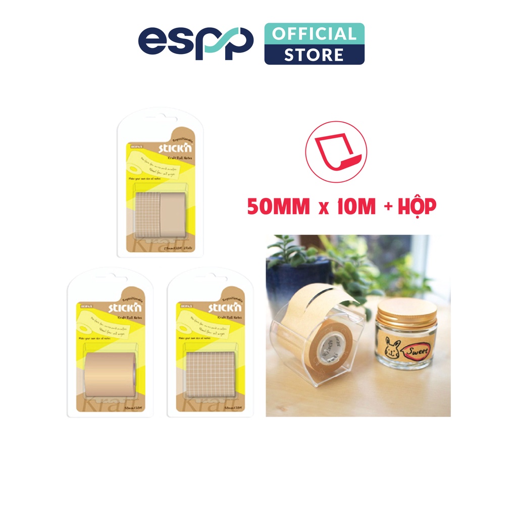 Bộ hộp kèm10m cuộn giấy note Kraft kẻ caro - 5.5cmx10m - HOPAX | Shopee ...