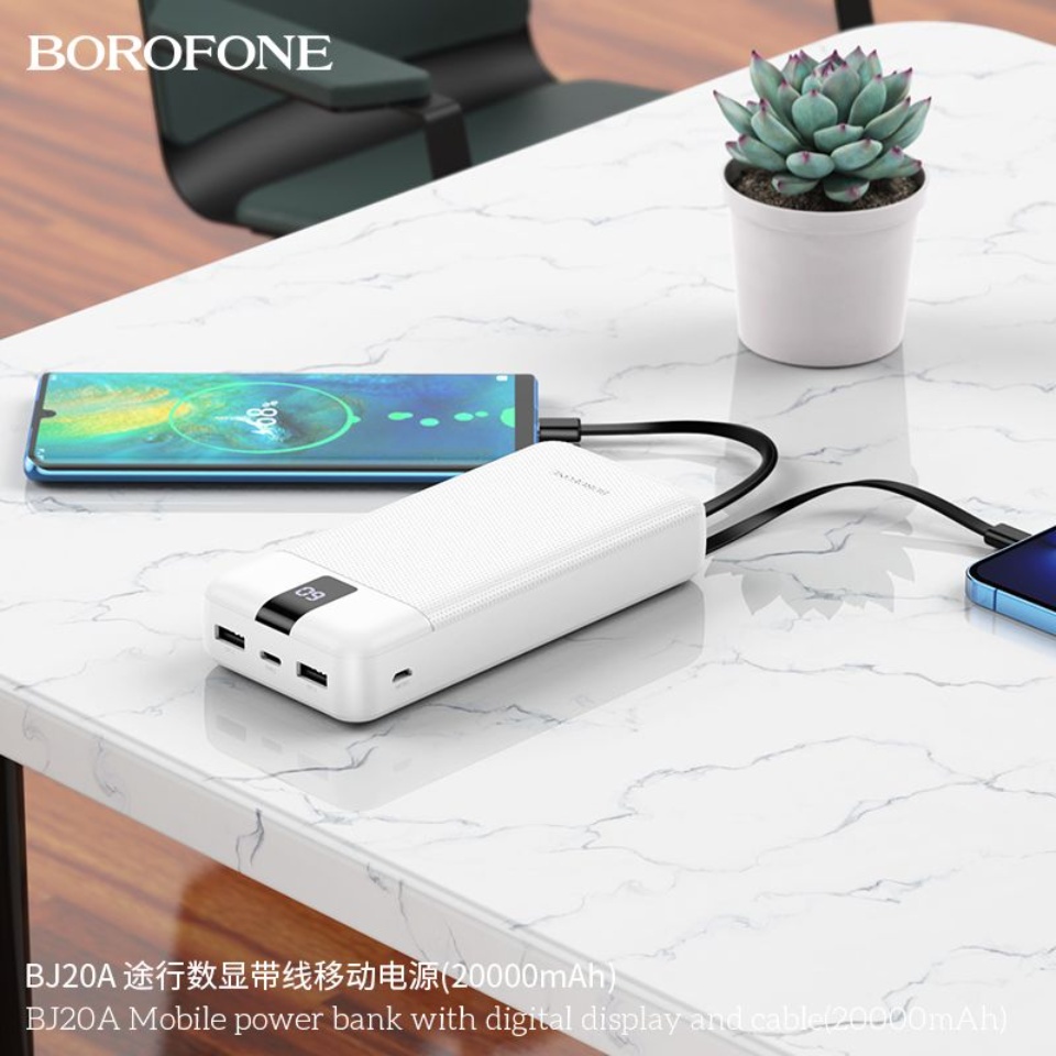 SẠC DỰ PHÒNG Borofone BJ20 10.000mAh / BJ20A 20.000mAh kèm cáp sạc 3 cổng Micro/Typec/táo ...