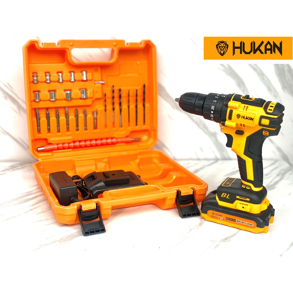 Máy khoan pin hukan 3 chức năng 21v không than siêu mạnh | Shopee Việt Nam
