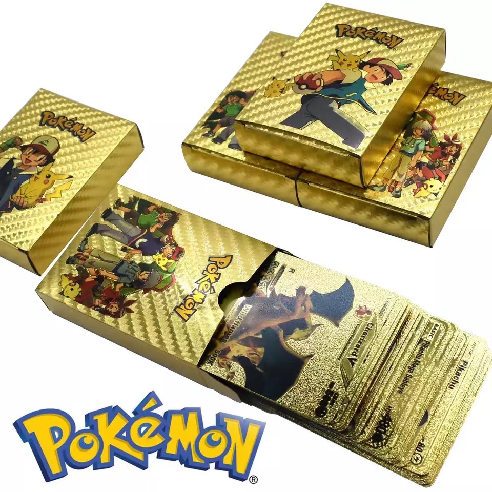 Bộ 55 Thẻ Bài Pokemon Kim Loại Màu Vàng Kim Vmax GX | Shopee Việt Nam