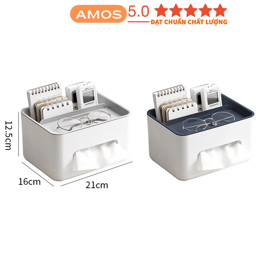 Hộp đựng giấy ăn để bàn AMOS chia ngăn để đồ đa năng chất liệu nhựa PP ...