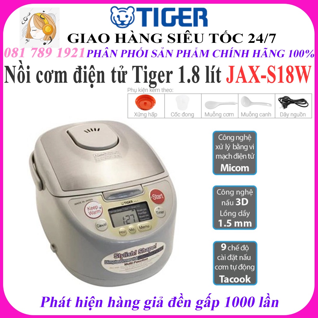 Nồi cơm điện tử Tiger JAX-S18W -Hàng chính hãng - Nguyên Seal | Shopee ...
