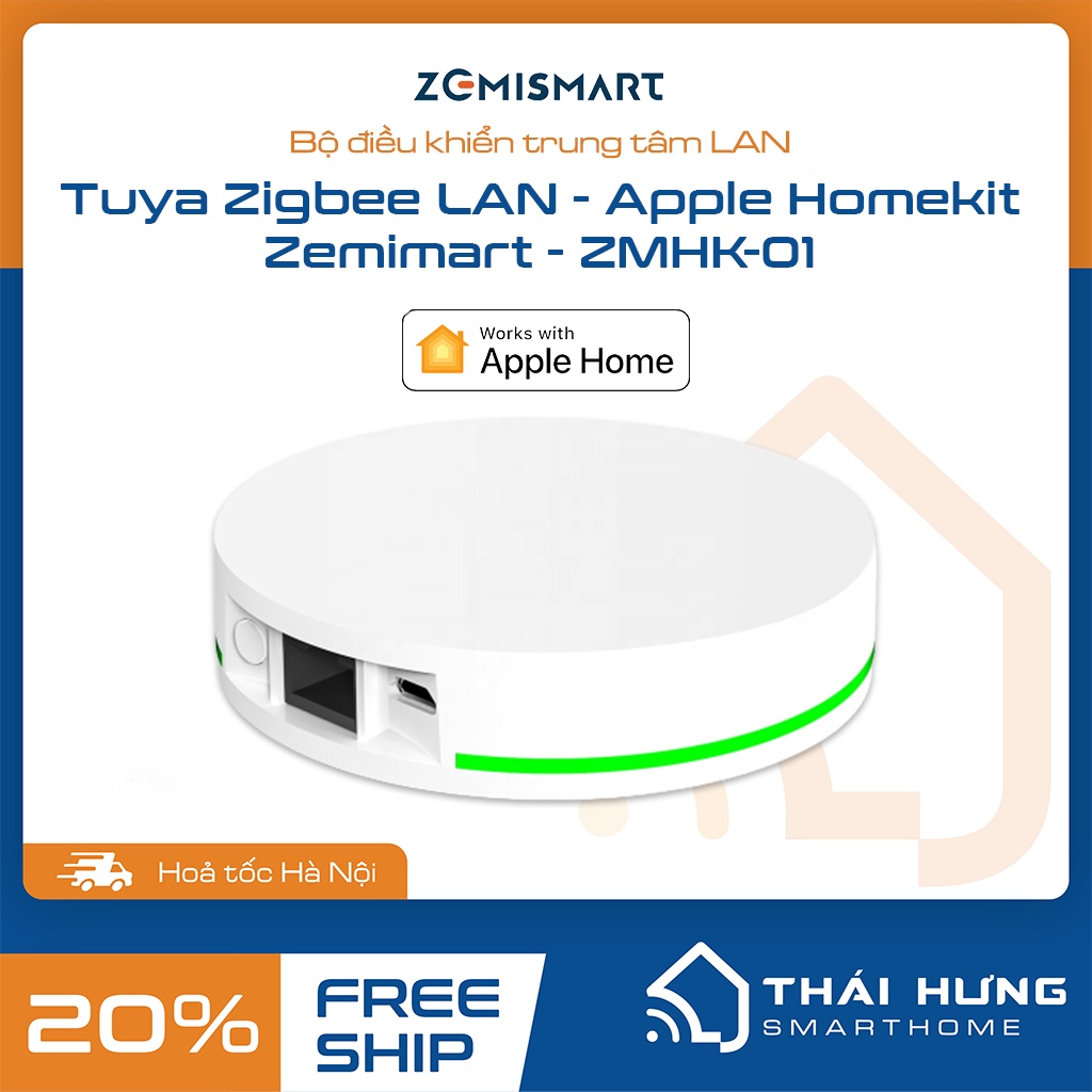Bộ điều khiển trung tâm Tuya Zigbee LAN - Homekit, Zemismart - ZMHK-01/ Smart Gateway zigbee 3.0 ...