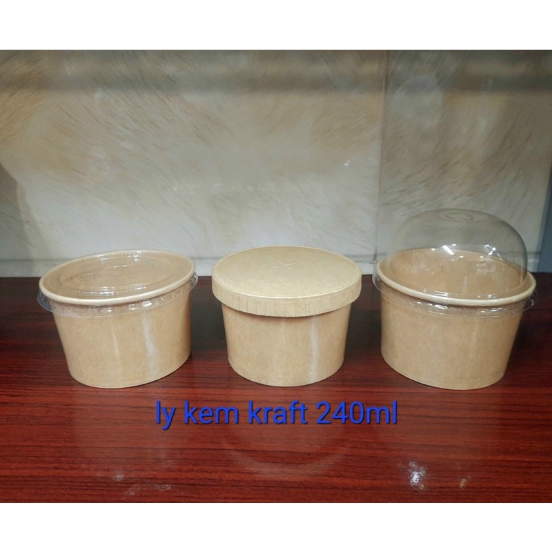 50 ly giấy karft 240ml 2 pe dùng đựng kem khói, đựng súp , đựng tàu hủ | Shopee Việt Nam