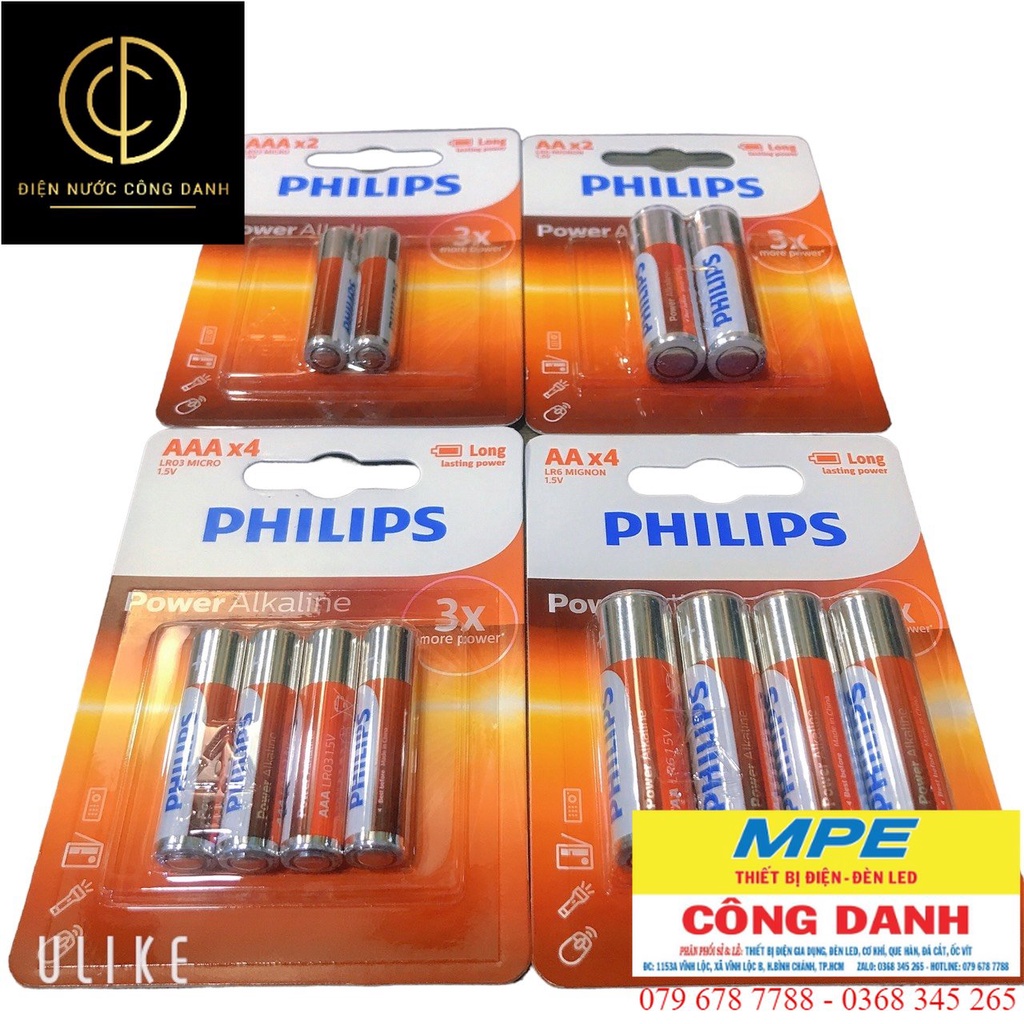 Pin AA / AAA Philips Alkaline Siêu Bền Hàng Chính Hãng Vỉ 2 VIÊN, 4 ...