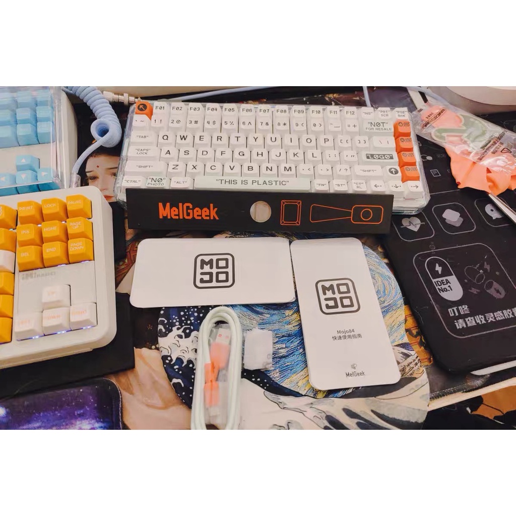 Bàn phím cơ không dây bluetooth, 2.4G Mojo 84 Plastic MelGeek chính hãng LED RGB có thể hotswap ...