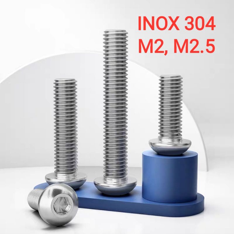 Ốc bulong inox 304 lục giác đầu dù M2, M2.5 dài 6mm, 8 mm, 10mm (50 cái ...