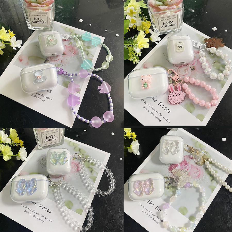 Vỏ Bảo Vệ Hộp Sạc Tai Nghe Bằng Silicon Trong Suốt Kèm Móc Khóa Xinh Xắn Cho Baseus E8 / E3 / E2 ...