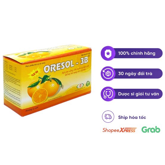Bù nước và điện giải Oresol 3B vị cam dễ uống (hộp 40 gói) | Shopee ...