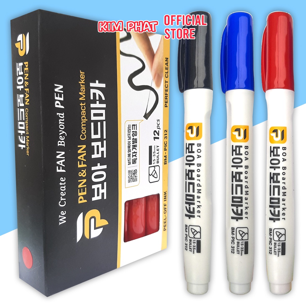 Bút lông dạ bảng Hàn Quốc Pen & Fan BM-PIC312 Mực không khô, Dễ Xóa ...