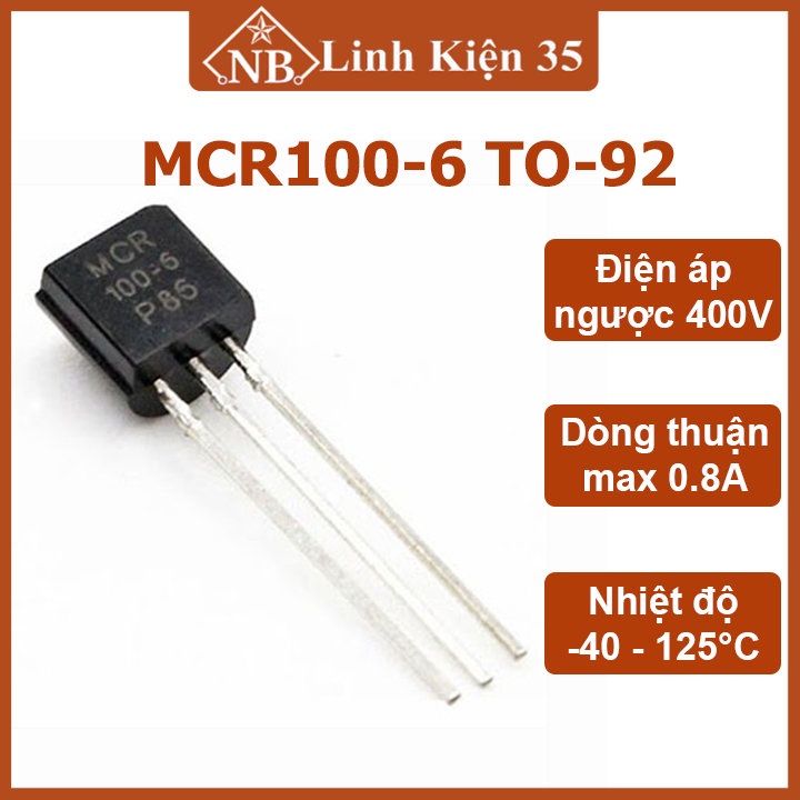 Linh kiện điện tử MCR100-6 TO-92 THYRISTOR dòng điện 0.8A điện áp 400V ...