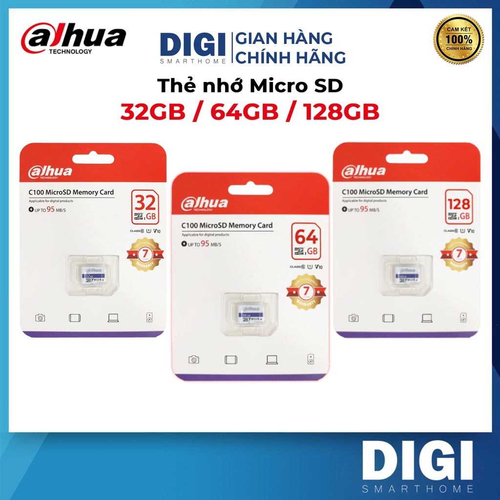 Thẻ nhớ Mirco SD 32GB 64GB 128GB DAHUA, DHI-TF-C100 Class 10 tốc độ cao cho Camera IP, điện ...