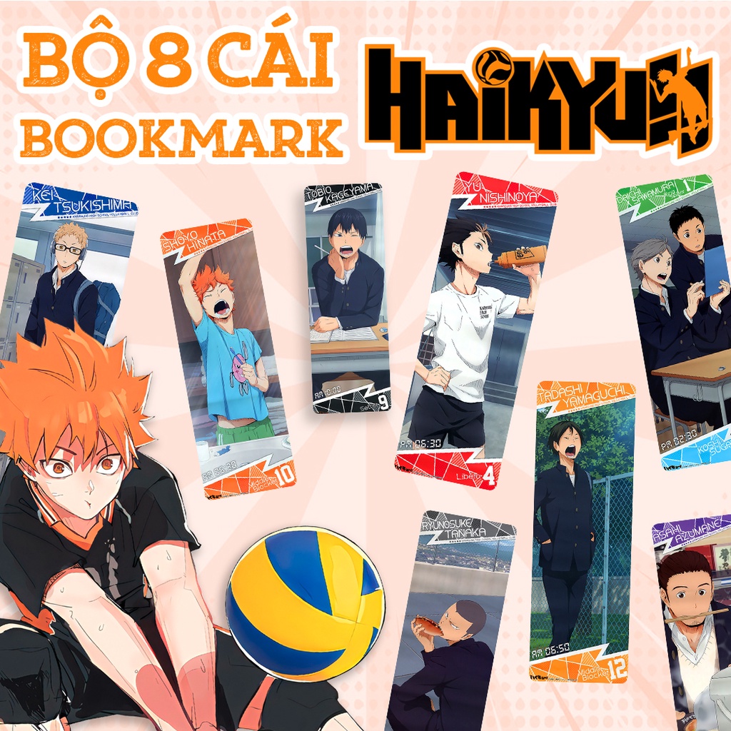 Bộ 8 bookmark HAIKYU HAIKYUU - VUA BÓNG CHUYỀN - CHÀNG KHỔNG LỒ TÍ HON ...